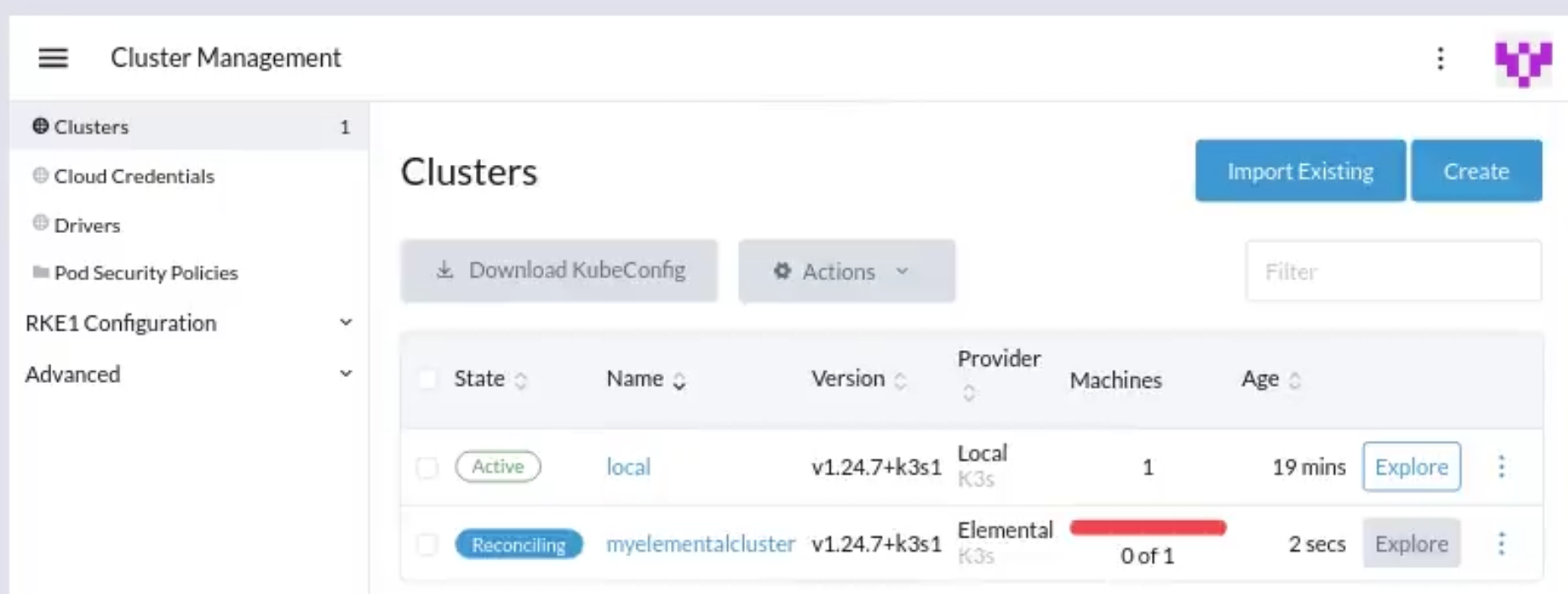 When provisioning an Elemental cluster via the Machine Inventories page or Cluster Management ...
