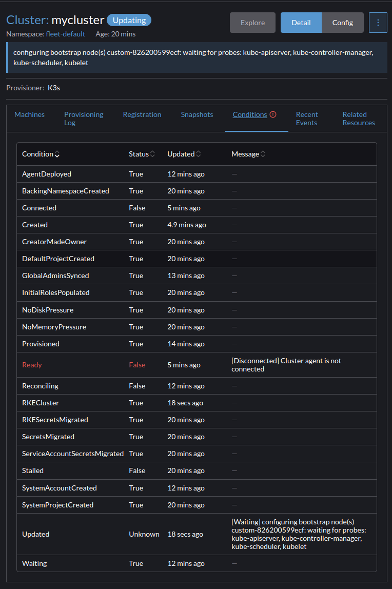 [BUG] Lost connectivity between Rancher manager and one-node k3s cluster (after reboot) · Issue ...
