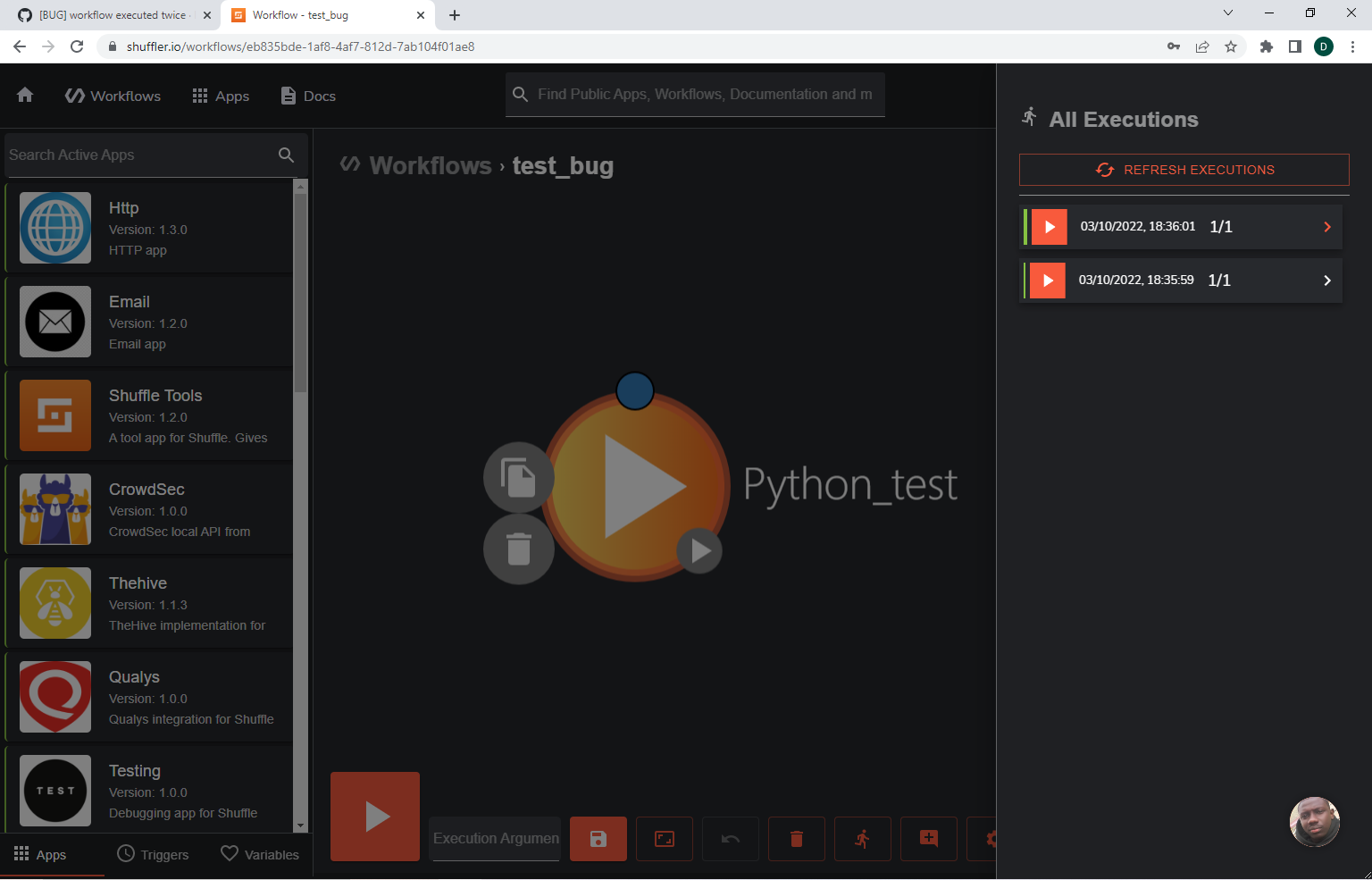[BUG] workflow executed twice · Issue #944 · Shuffle/Shuffle · GitHub