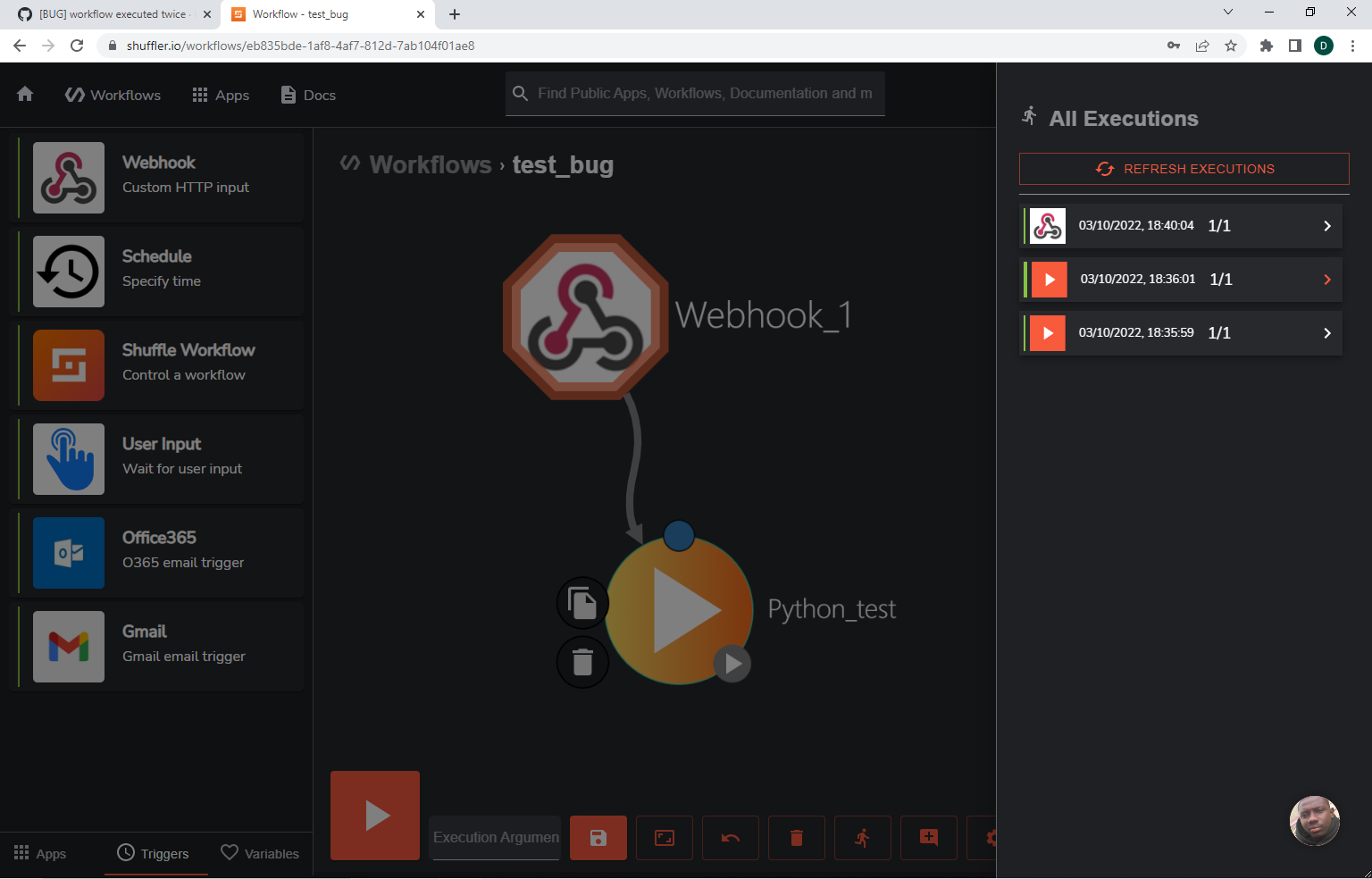 Bug Workflow Executed Twice · Issue 944 · Shuffleshuffle · Github 