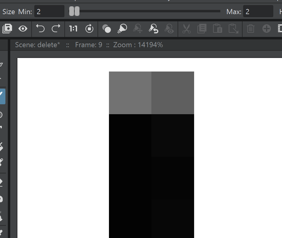 Toonz Raster Level Brush Tools "shift"key drawing line size change ...