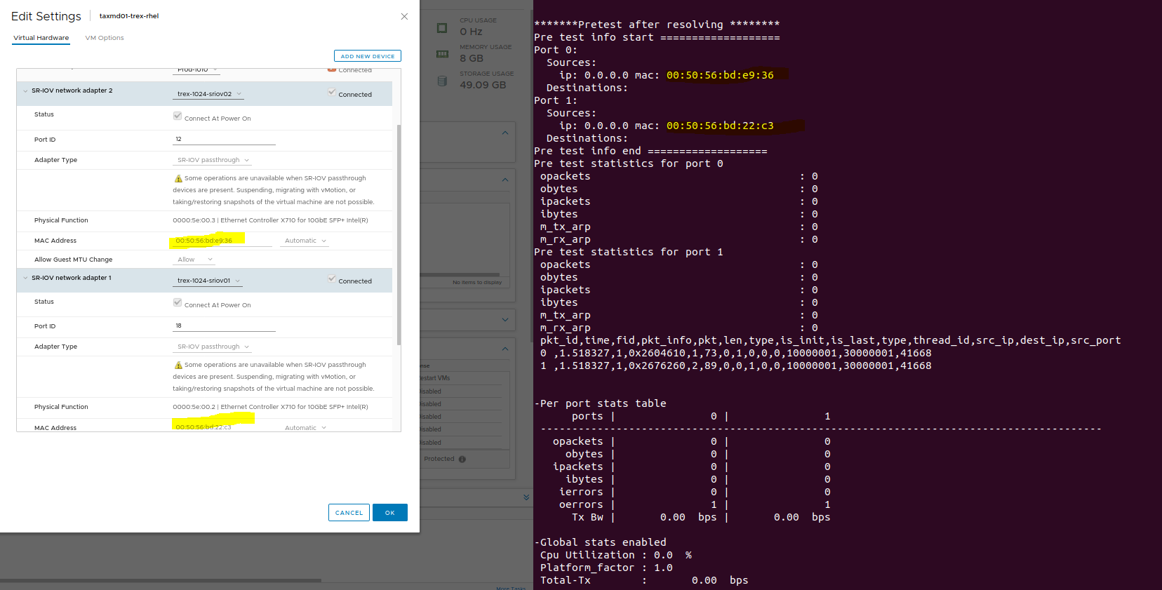 VMware Vm Rhel 7 9 I40e SRIOV Failing Issue 649 Cisco system traffic generator trex core 