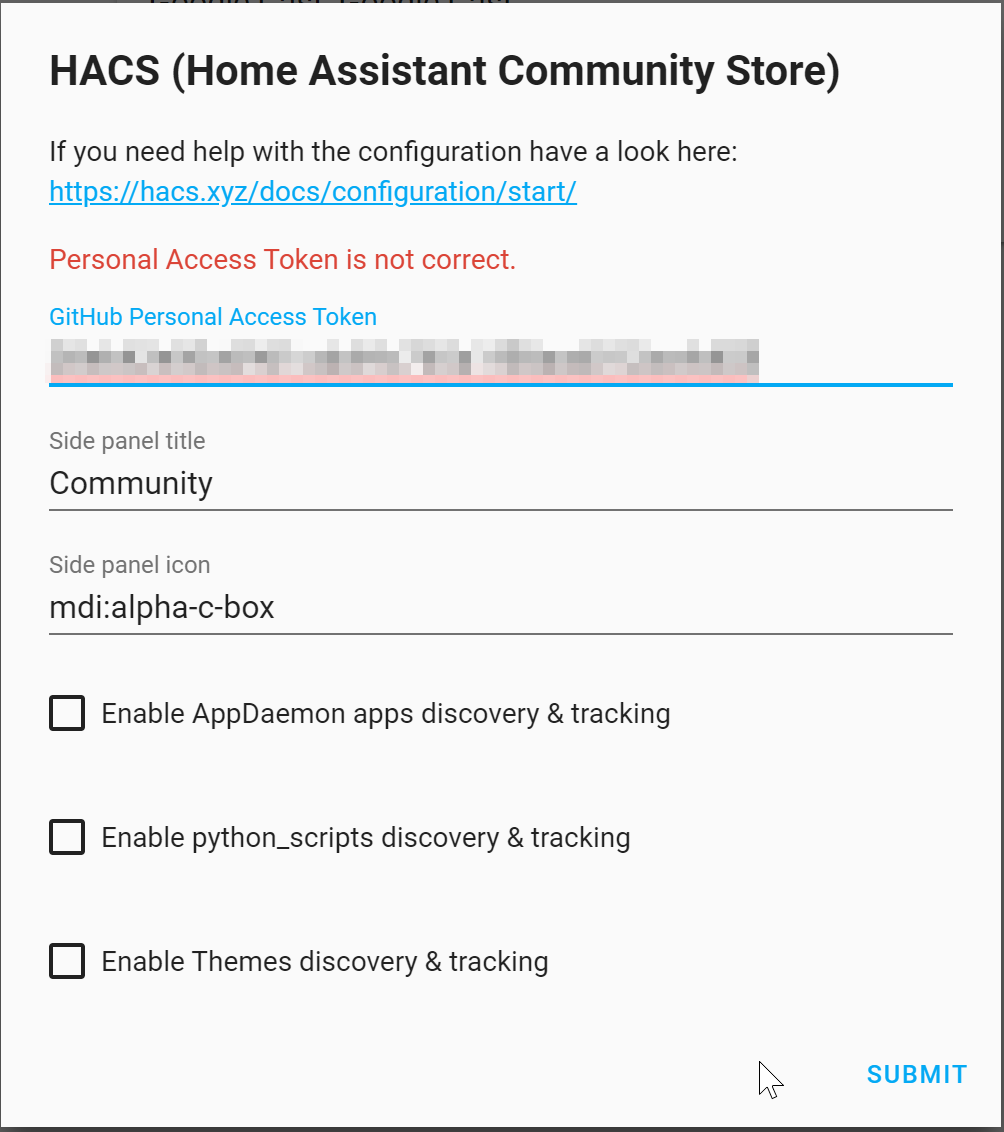 Personal Access Token is not correct issue after a re-setup attempt · Issue #948 · hacs ...