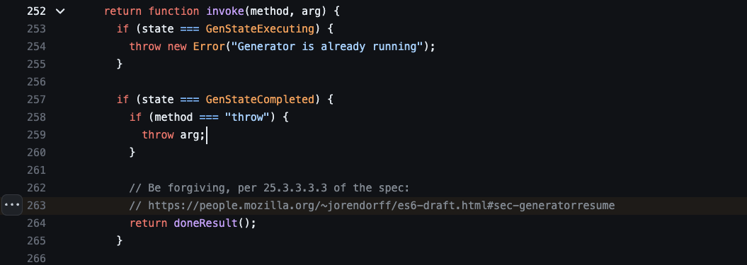 Generator spec reference link is outdated in `runtime.js` file · Issue ...