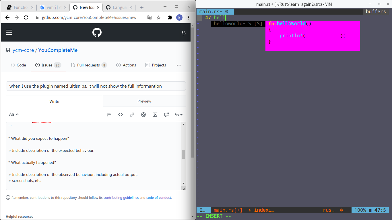 when I use vim-snippets this plugin, I can not preview the snippet.But coc.nvim can. · Issue ...