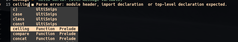 LSP[id=1] client has shut down after sending the message - when opening a haskell (.hs) file ...