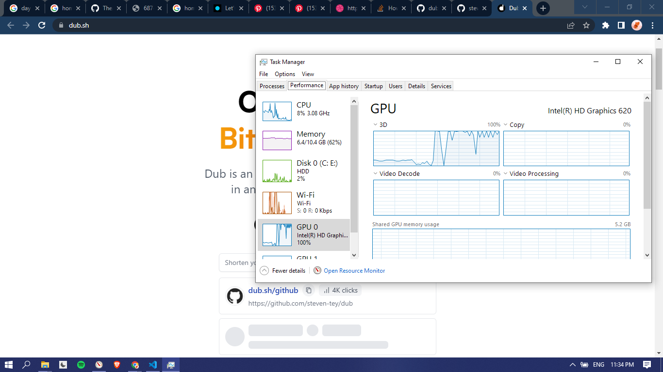 dub.sh home page globe spikes GPU to 100% · Issue #11 · dubinc/dub · GitHub