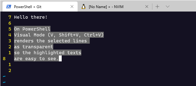 Selected texts in Neovim on WSL are hard to read because of opaque highlighting. · Issue #5846 ...