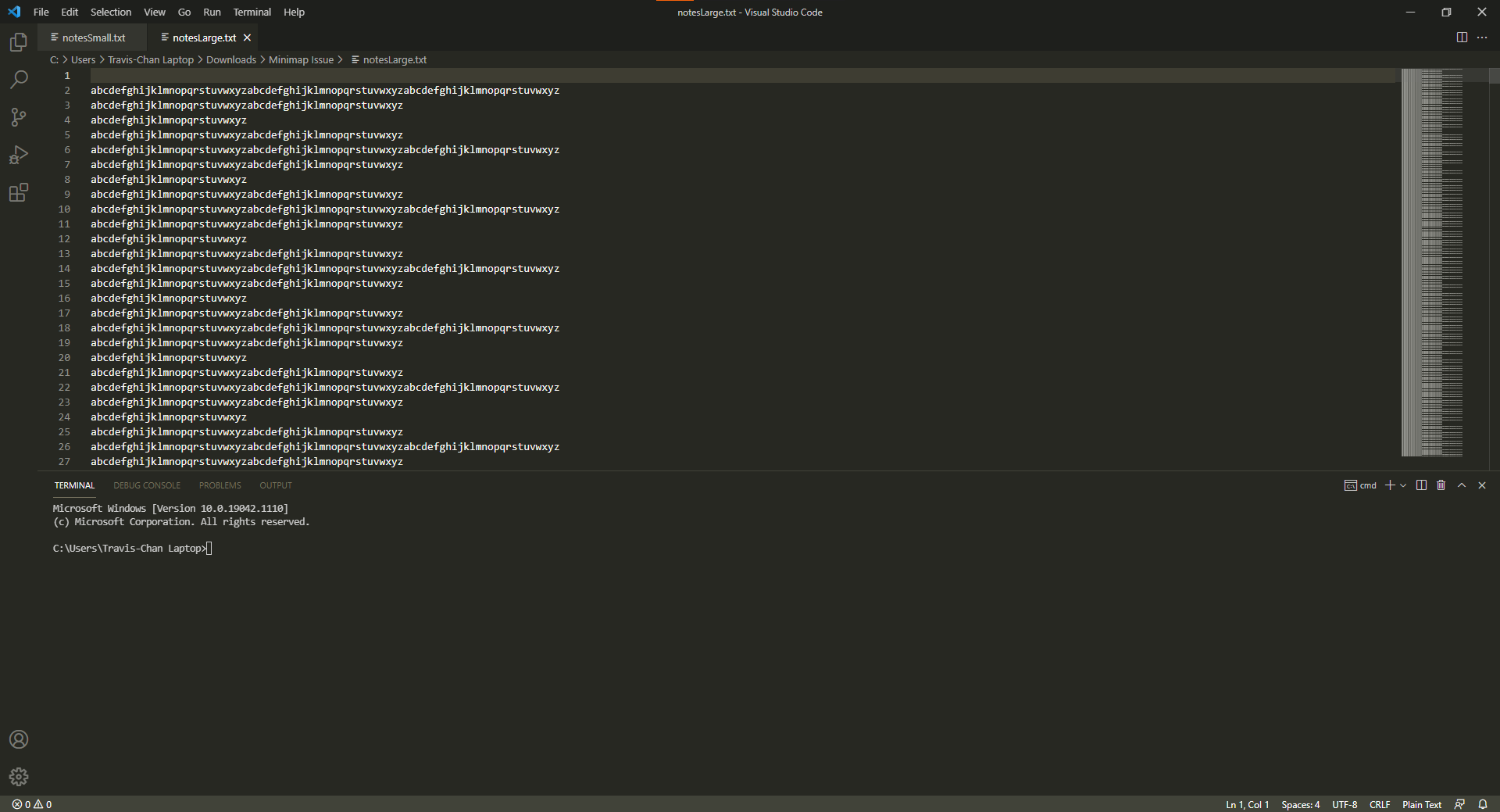 Editor > Minimap: Size = "fit" setting incorrectly stretches minimap on small files after an ...