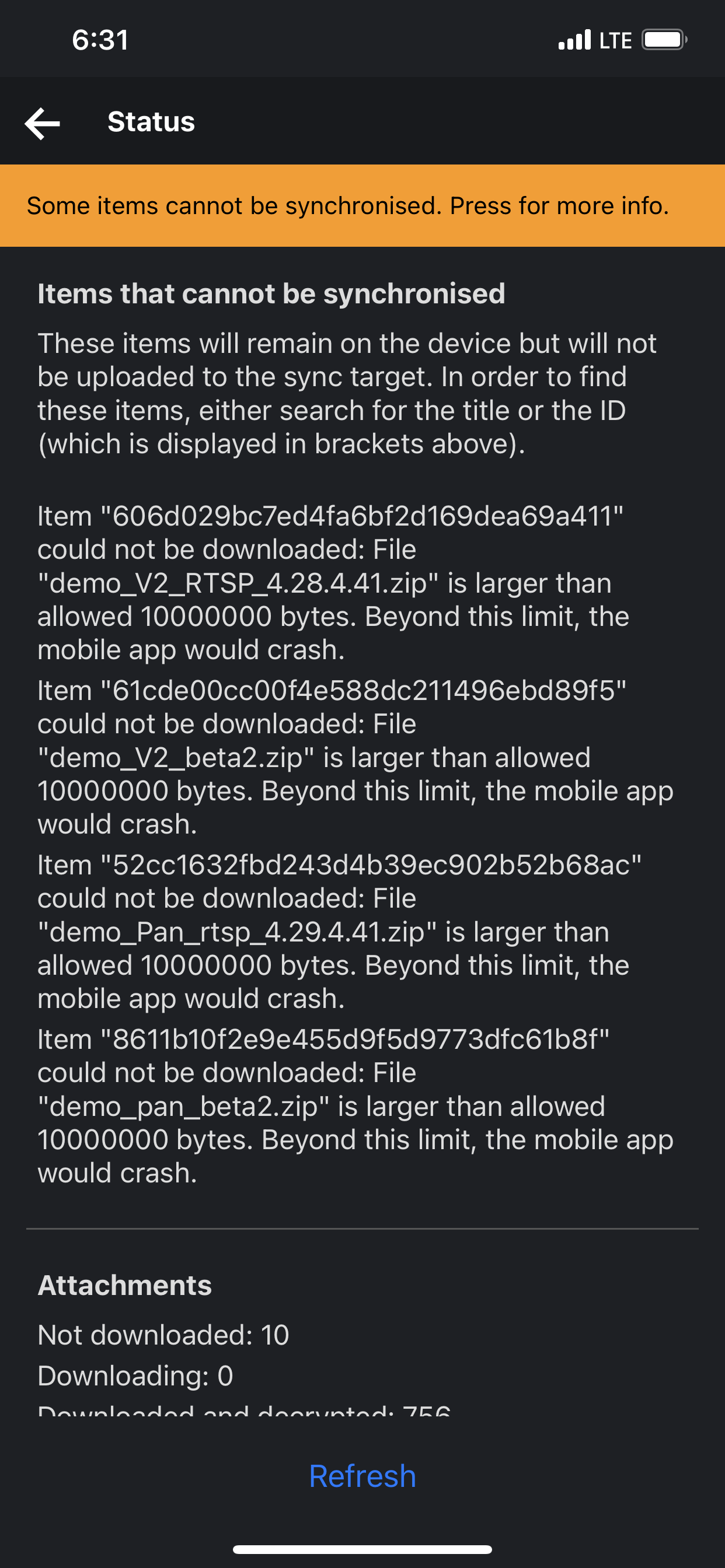 Joplin iOS Banner Persistent (Some Items cannot be synchronised, Press for more info) · Issue ...