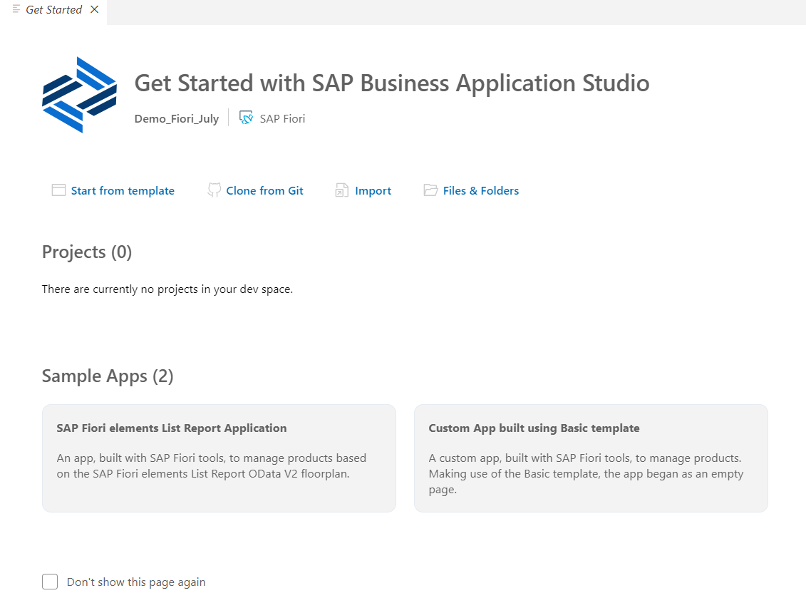 Get Started with SAP Business Application Studio Screenshot change ...
