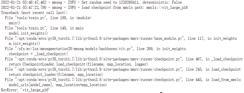 errors in SETR pretrain · Issue #1223 · open-mmlab/mmsegmentation · GitHub