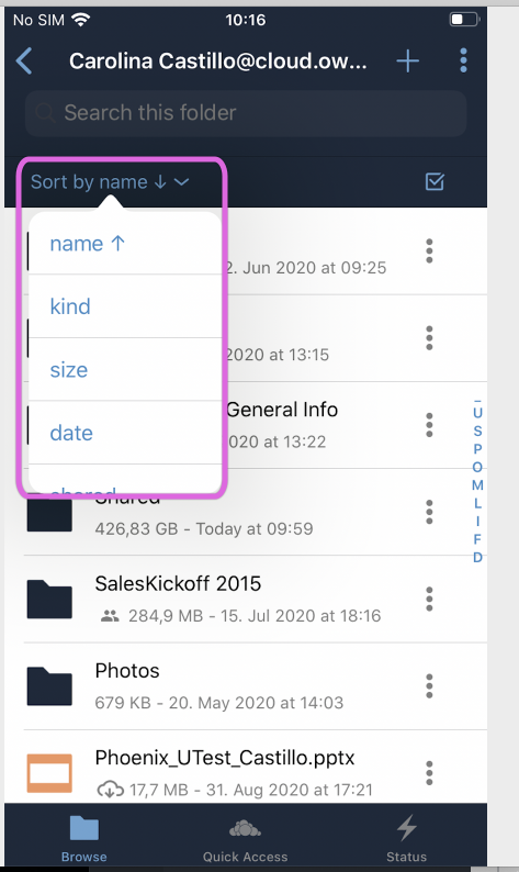 [FEATURE REQUEST] Move sort menu from toolbar to files view · Issue #2848 · owncloud/android ...