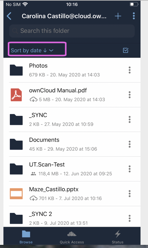 [FEATURE REQUEST] Move sort menu from toolbar to files view · Issue #2848 · owncloud/android ...