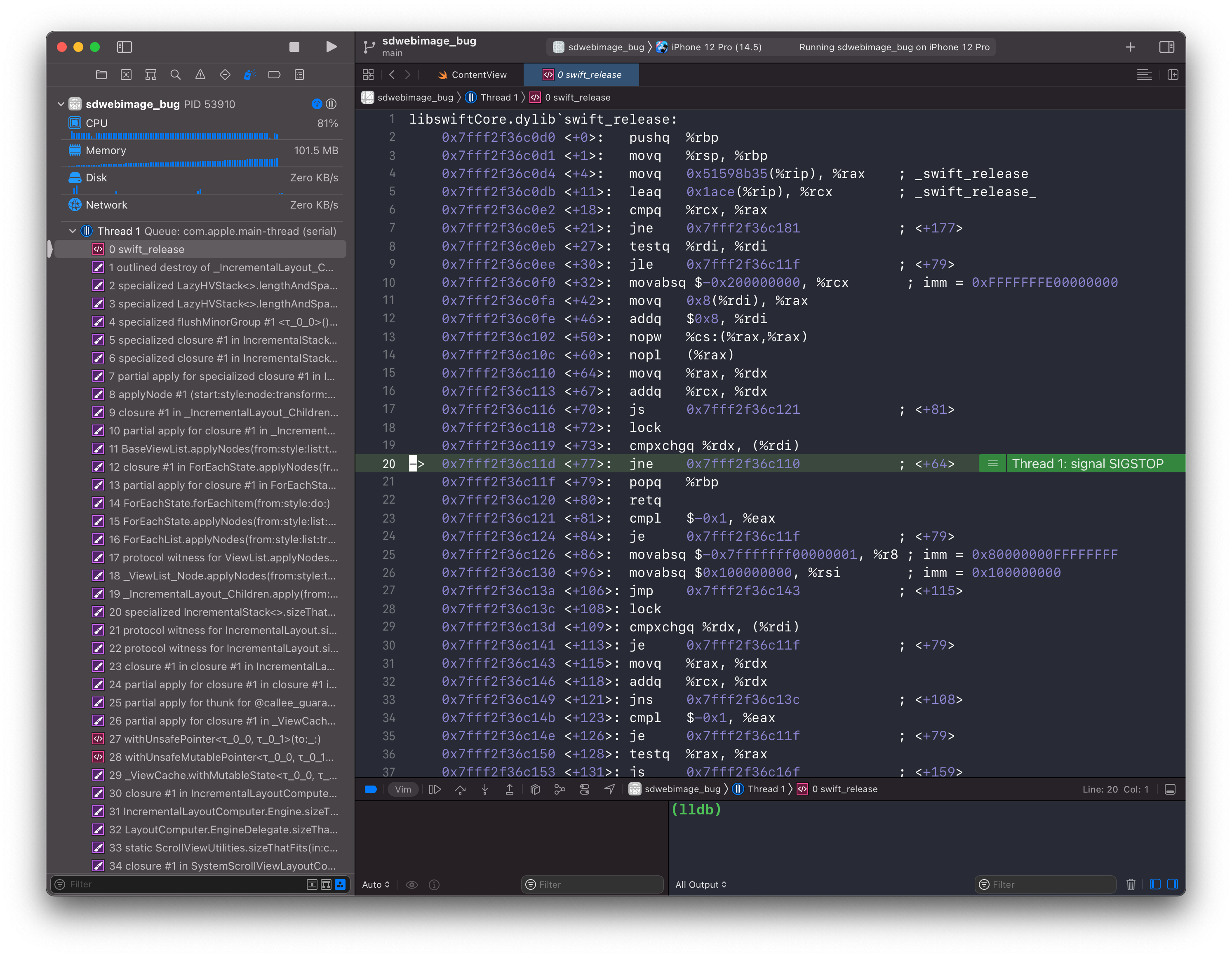 Freeze when embedded in LazyVStack (iOS14) with 100% CPU usage · Issue #121 · SDWebImage ...