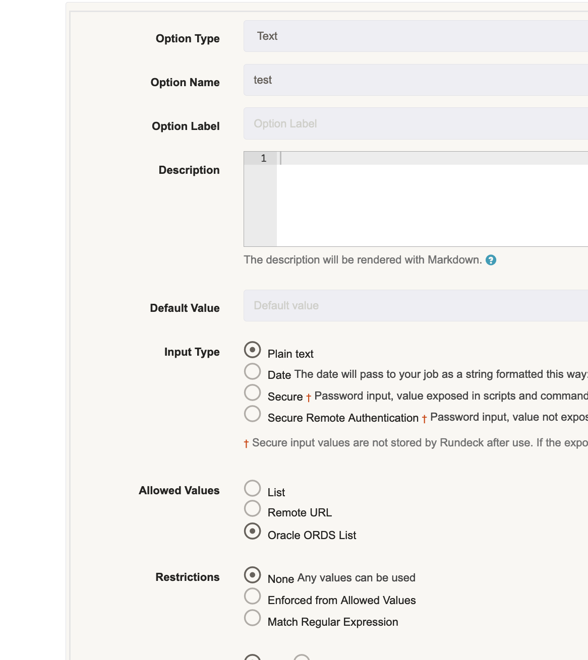 Enforced Allowed Values On Option Plugins Cannot Be Used · Issue 4732 · Rundeckrundeck · Github