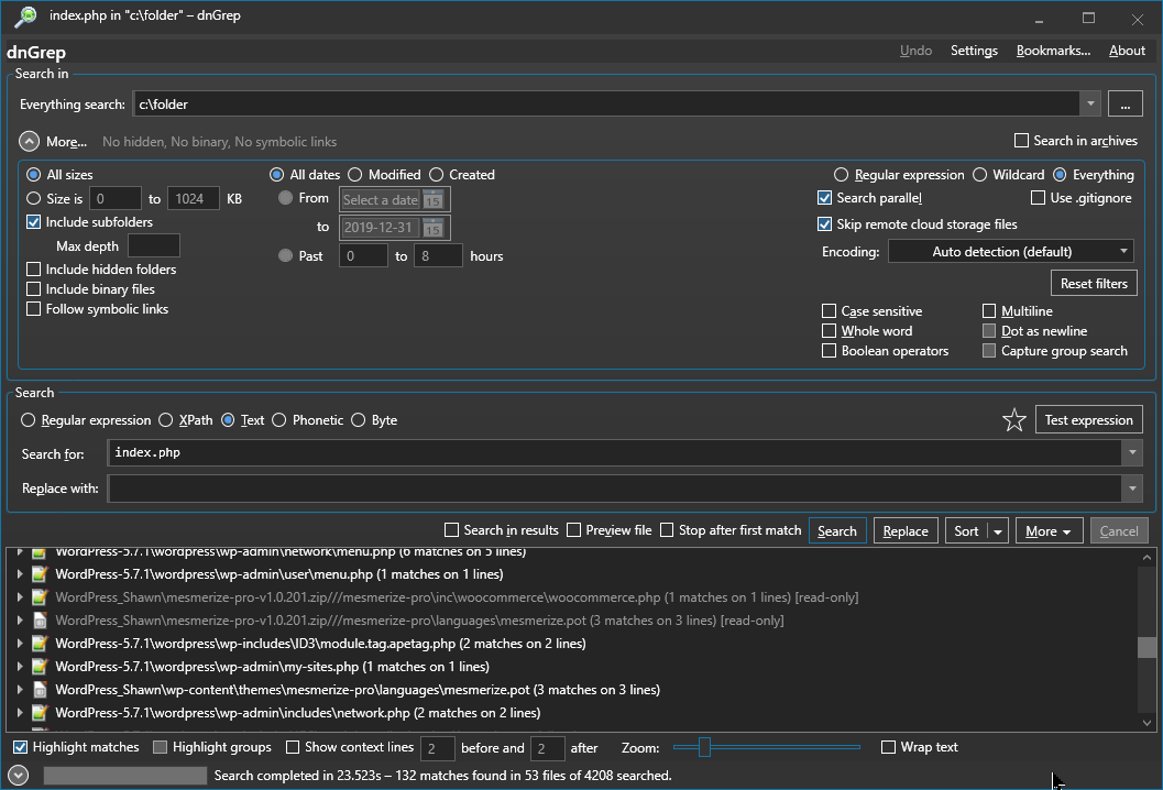 Bug Search In Archives Option Not Respected With Everything Search · Issue 718 · Dngrep