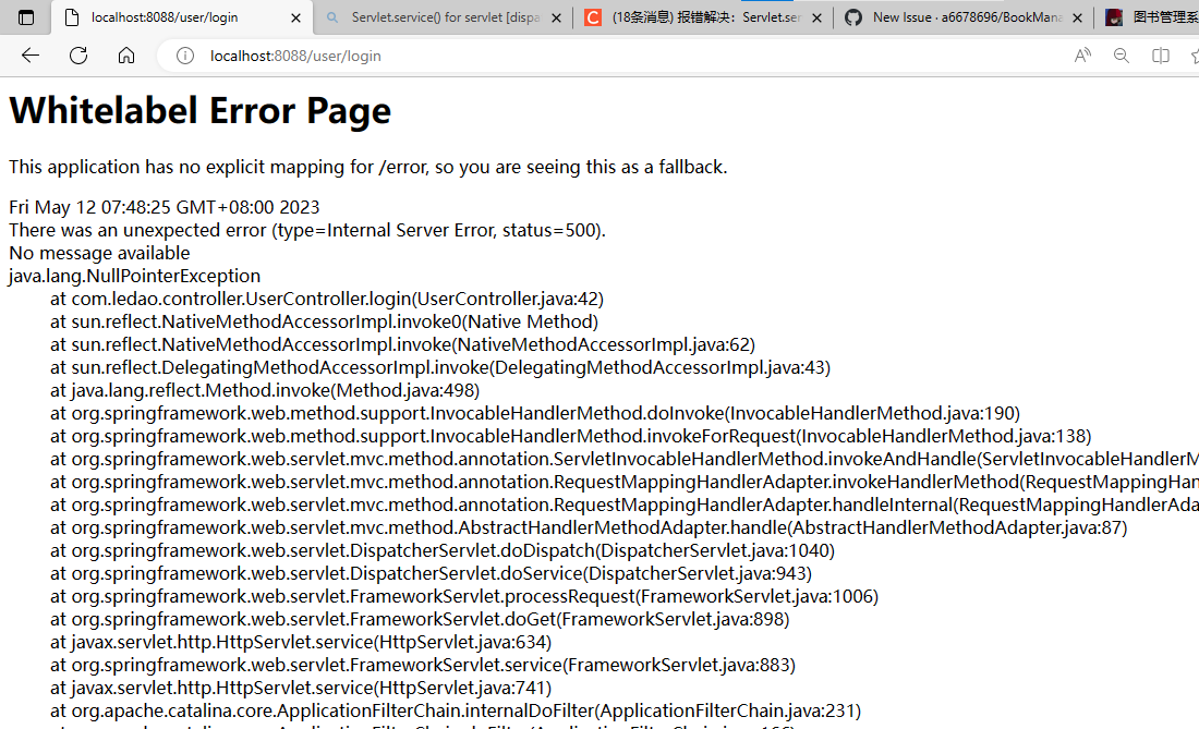 启动，访问浏览器出的问题 · Issue #3 · a6678696/BookManageSystem · GitHub