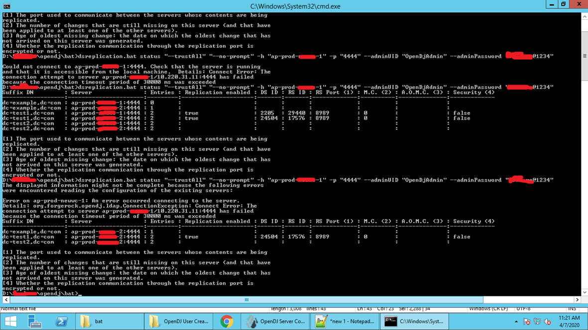 Issue while checking the Replication status when Replication is enabled on multiple baseDNs ...