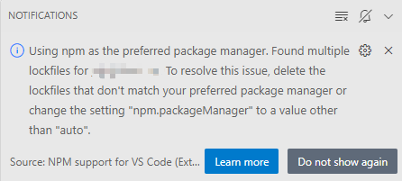 The Learn More button of build-in NPM support for VS code extensions ...