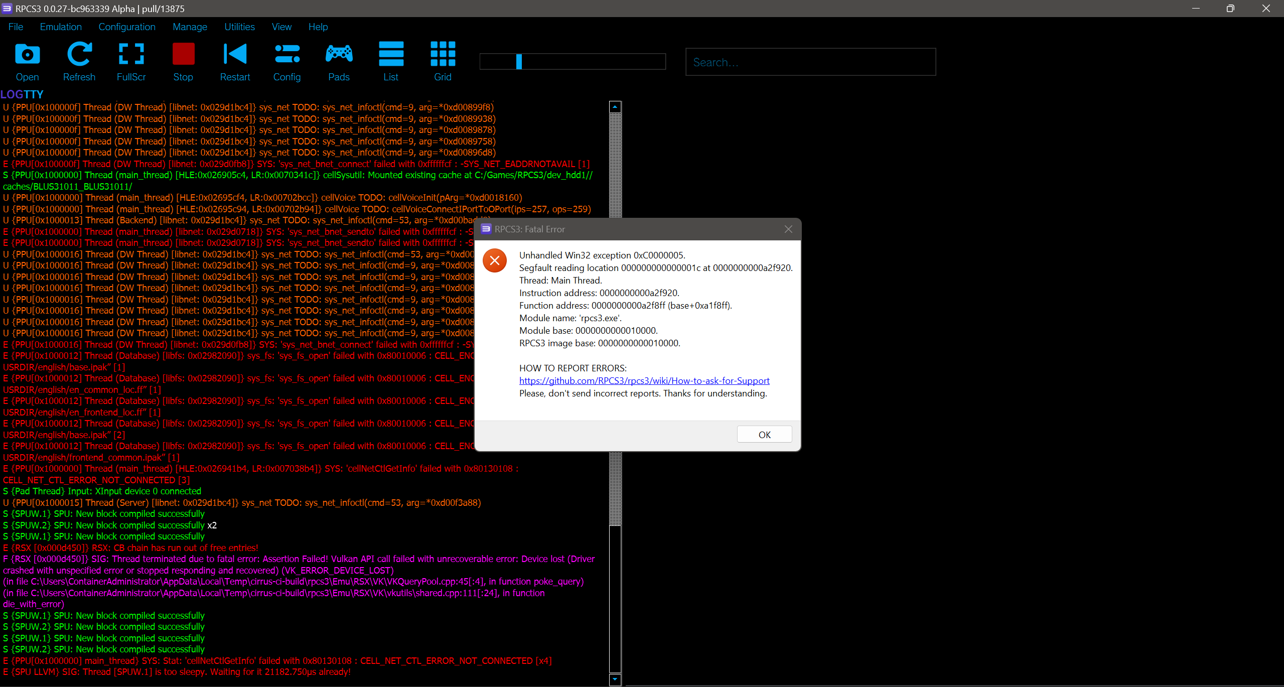 Call of Duty: Black Ops II [BLUS31011] Fatal Device Lost Error · Issue #13602 · RPCS3/rpcs3 · GitHub