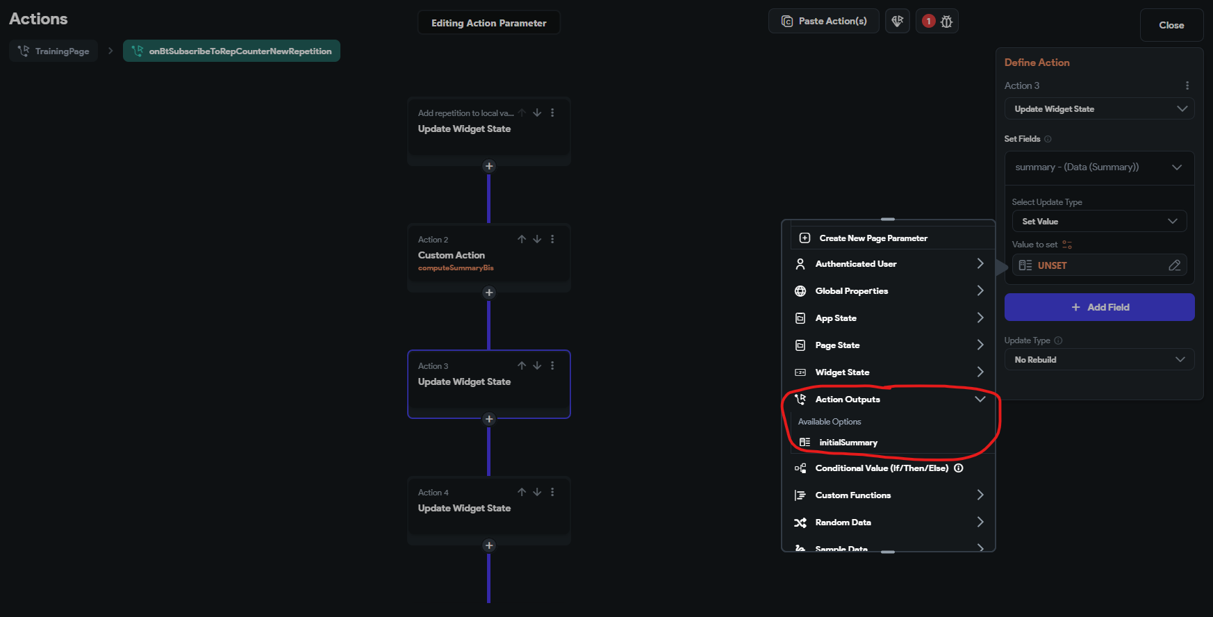 Action Outputs From Actions Created Inside The Callback Do Not Appear In The Action Output