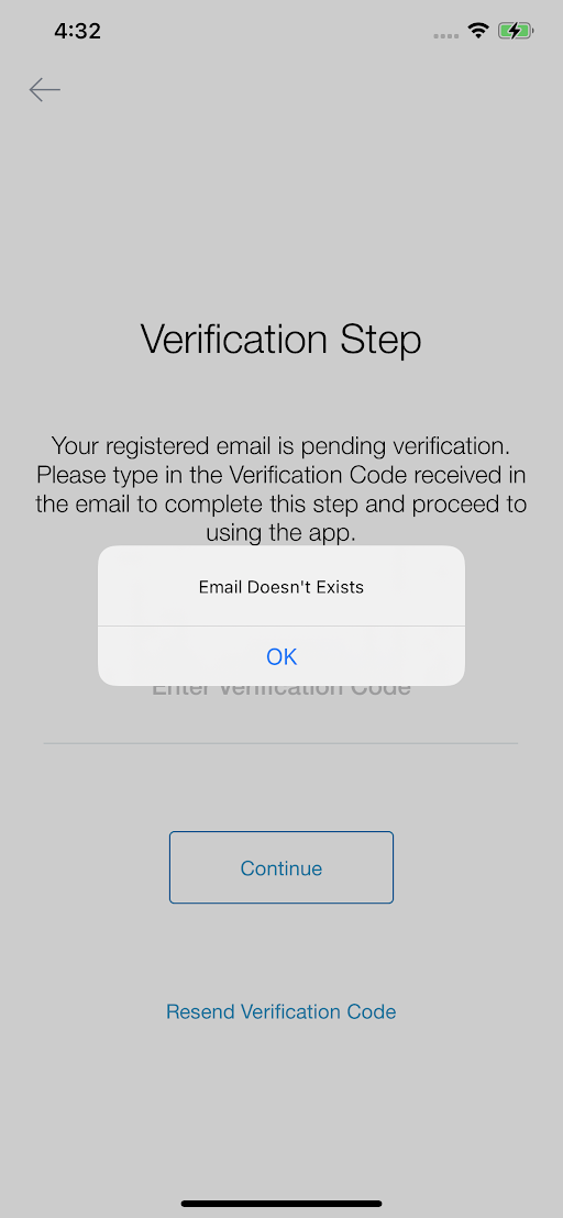 Email Not Exist Error Showing On Mobile App During Resend Verification Code · Issue 2170 1813
