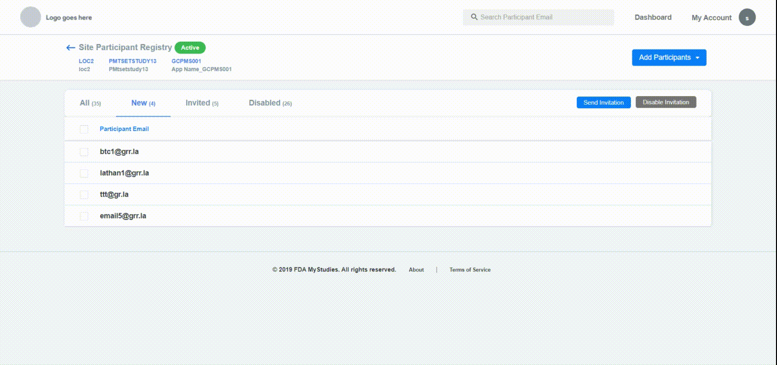 [PM] Site Participant Registry > 'Select All' button should be deselected automatically on ...