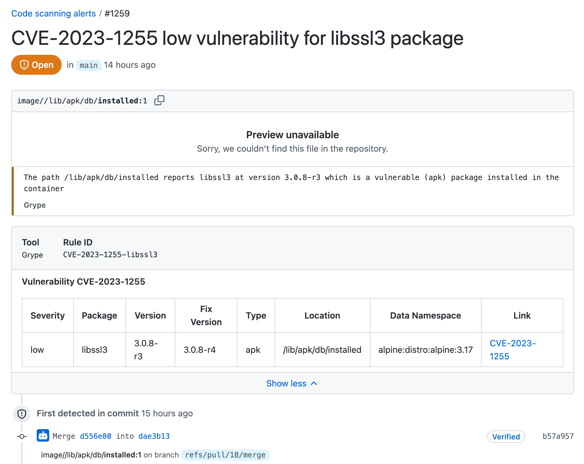 Github Code Scanning Alerts Missing Information · Issue 1715 · Anchore Grype · Github