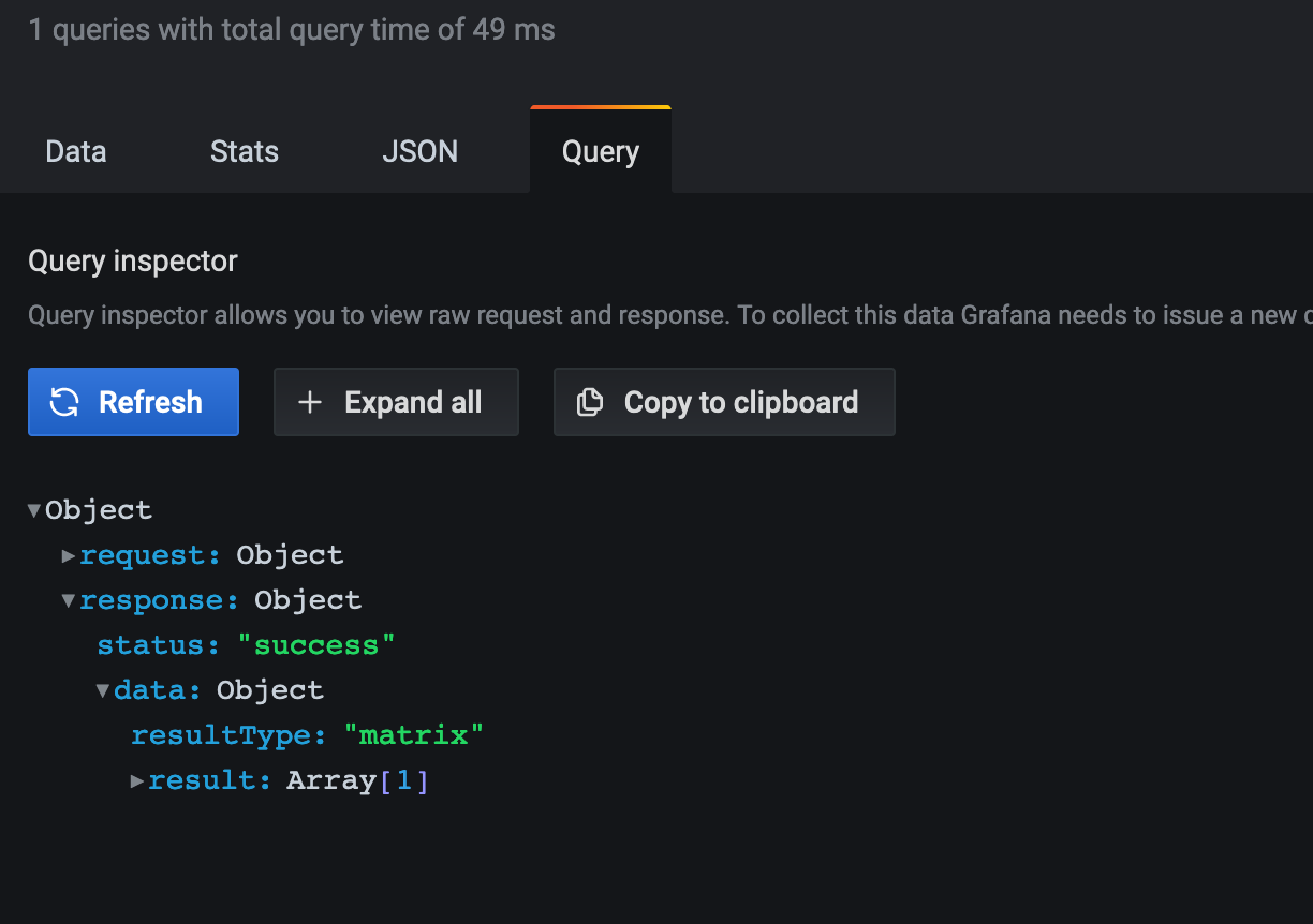 Query shows error in query inspector but inspecting from the dashboard it shows success. · Issue ...