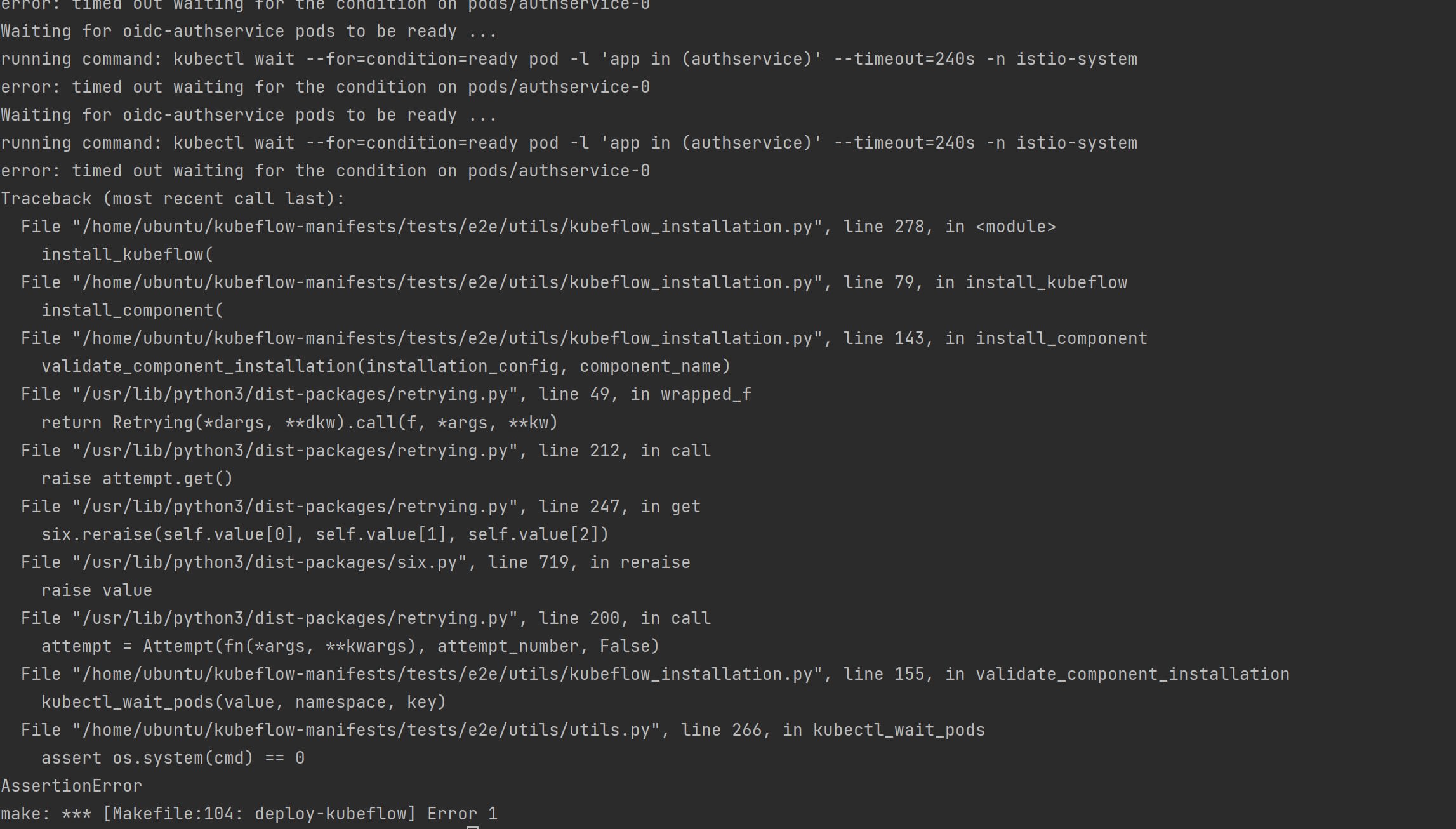Error: timed out waiting for the condition on pods/authservice-0 · Issue #2392 · kubeflow ...
