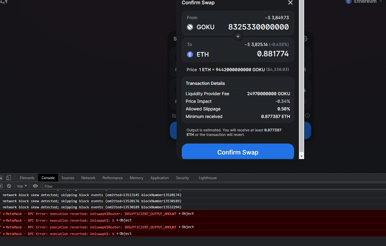 UI not showing Error Message pop up · Issue #2725 · Uniswap/interface · GitHub