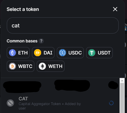 Token CAT 0x3734Dc0D241B5AD886Fa6Bff45fFA67252AC0E89 Doesn't pull ...