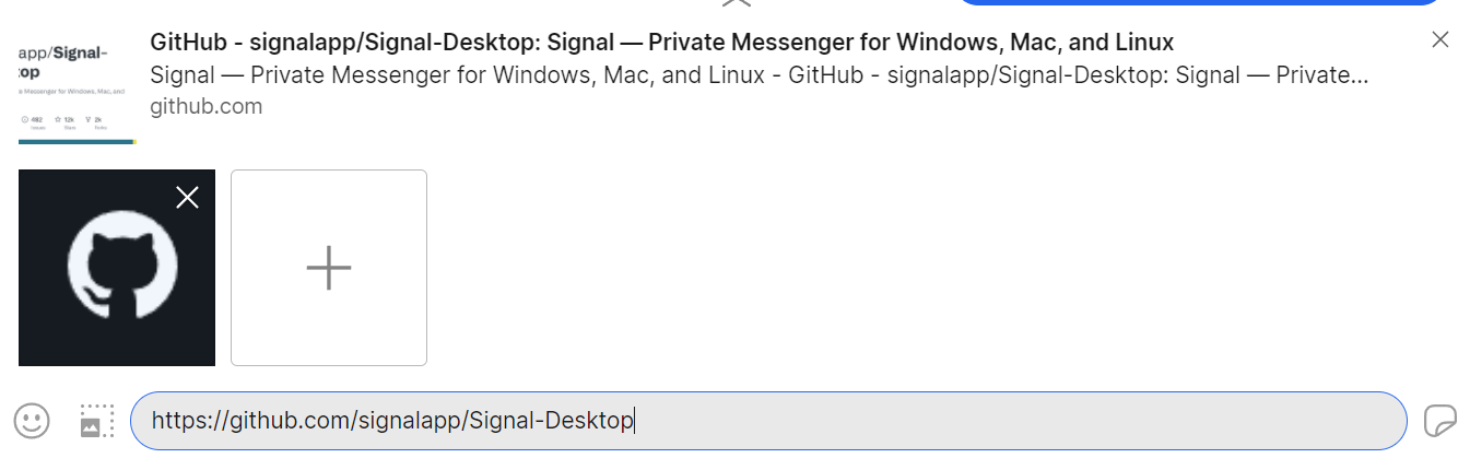 Image can be pasted into compose box along with a link preview, but ...