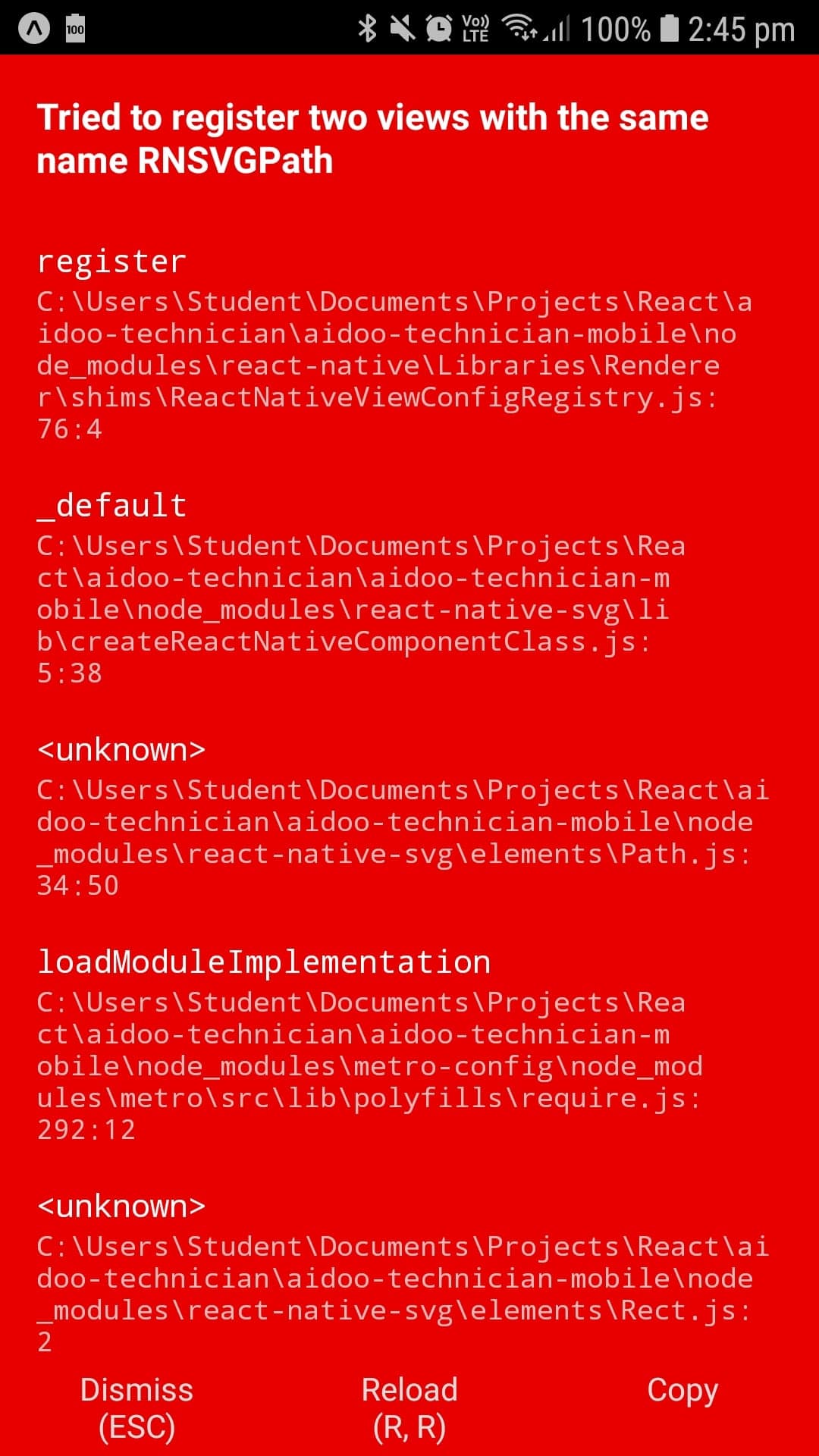 SDK 31: Tried to register two views with the same name RNSVGPath · Issue #2599 · expo/expo · GitHub