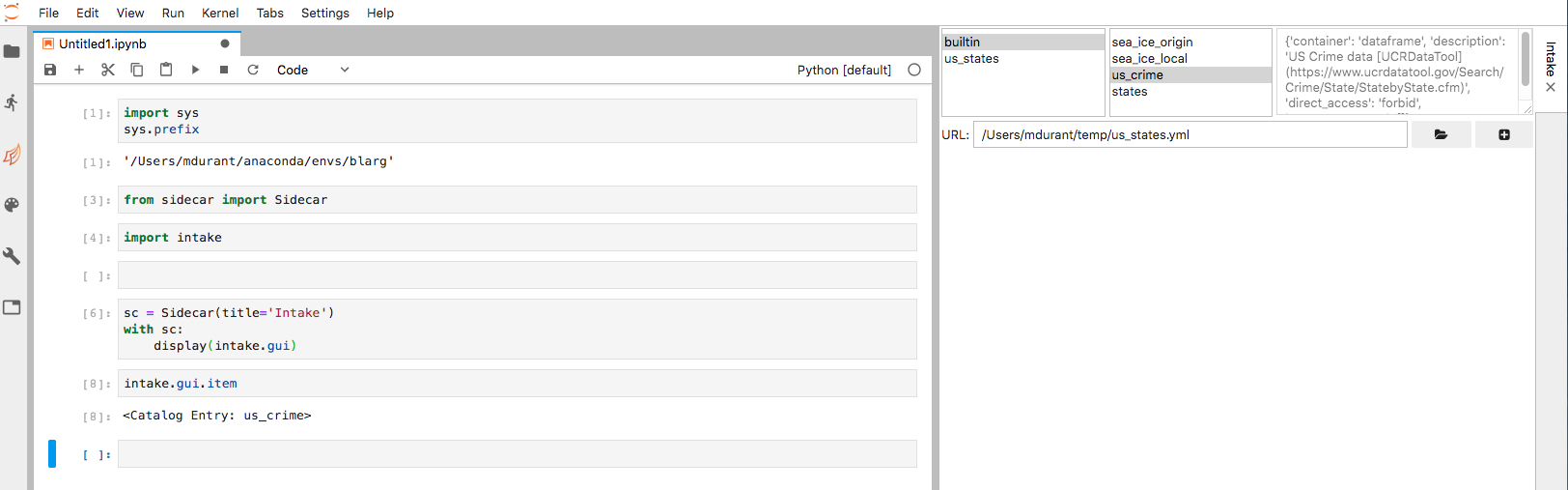 Investigate jupyterlab sidecar · Issue #156 · intake/intake · GitHub