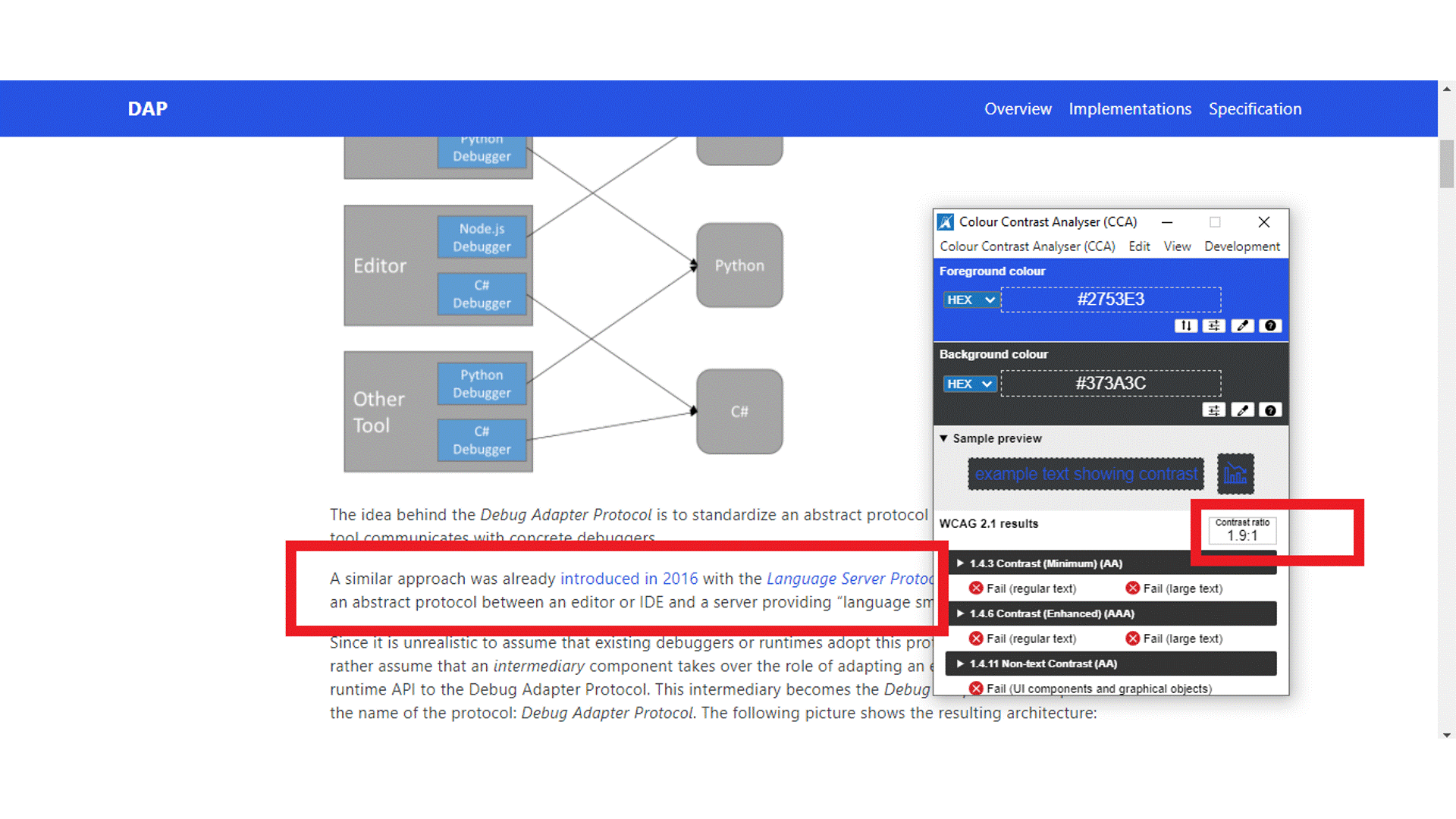 A11y_Visual Studio Code Client_Sep2021_Debug Adapter Protocol_Overview_ColorContrastAnalyzer ...