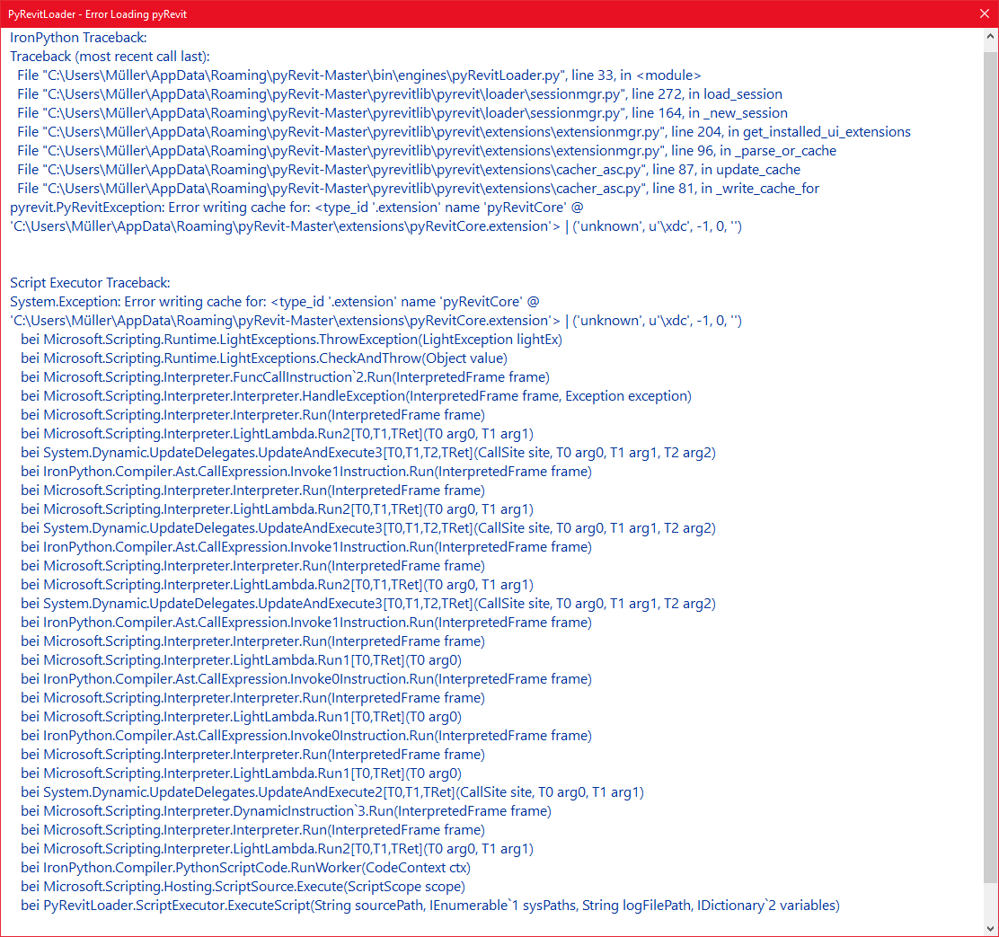 Error writing cache for: