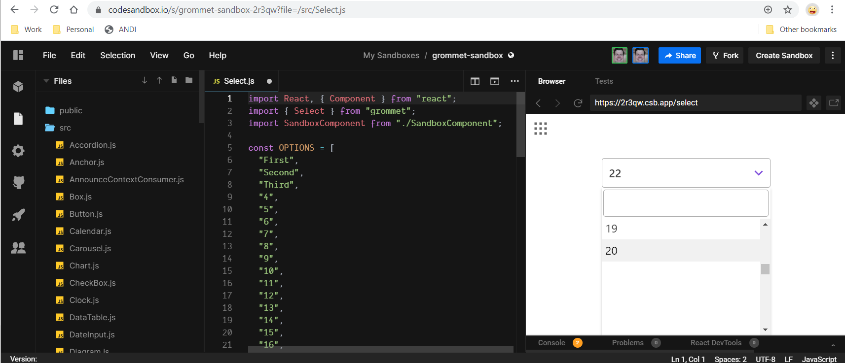 Select component displays gaps on scroll with many items (e.g. 25 ...