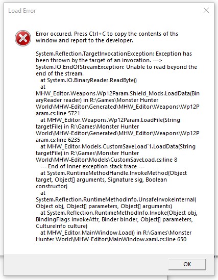 Opening .w12p or .w13p gives a Load Error · Issue #10 · Synthlight/MHW-Editor · GitHub