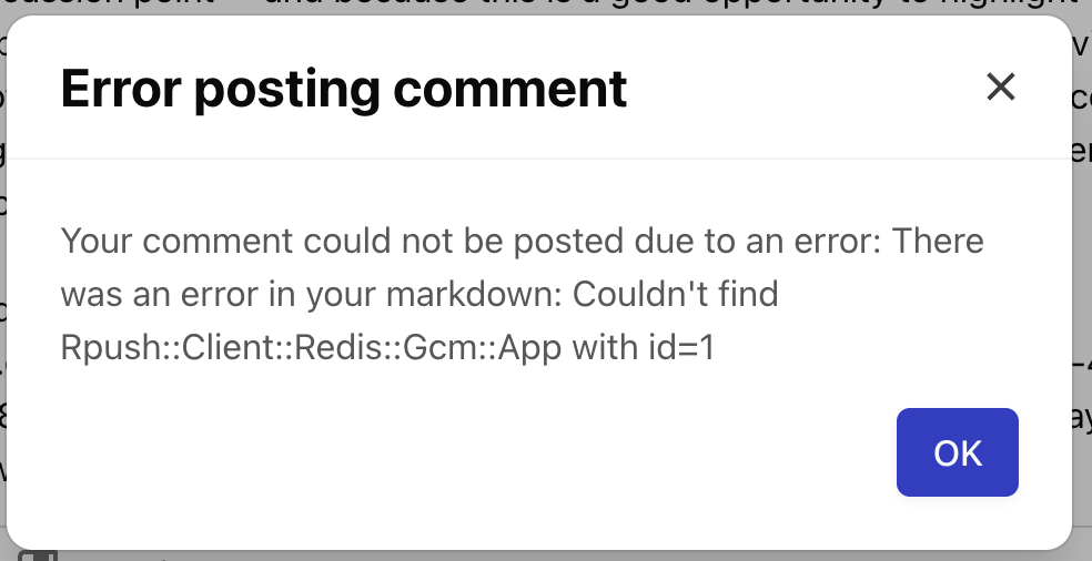 Error message when attempting to post a comment · Issue #15959 · forem/forem · GitHub