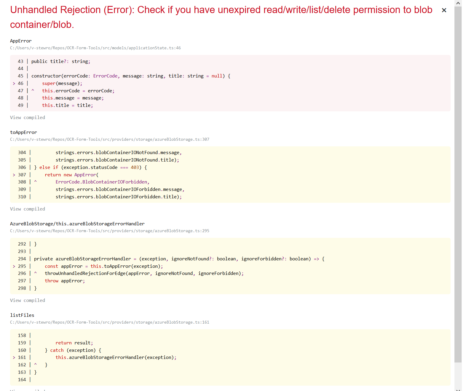 unhandled error for expired permissions to blob container · Issue #321 · microsoft/OCR-Form ...