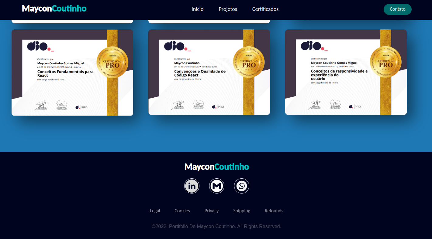 GitHub - MayconCoutinho/Portifolio_Maycon: 🔷 Meu Portfolio com meus melhores projetos em vídeo 🔷