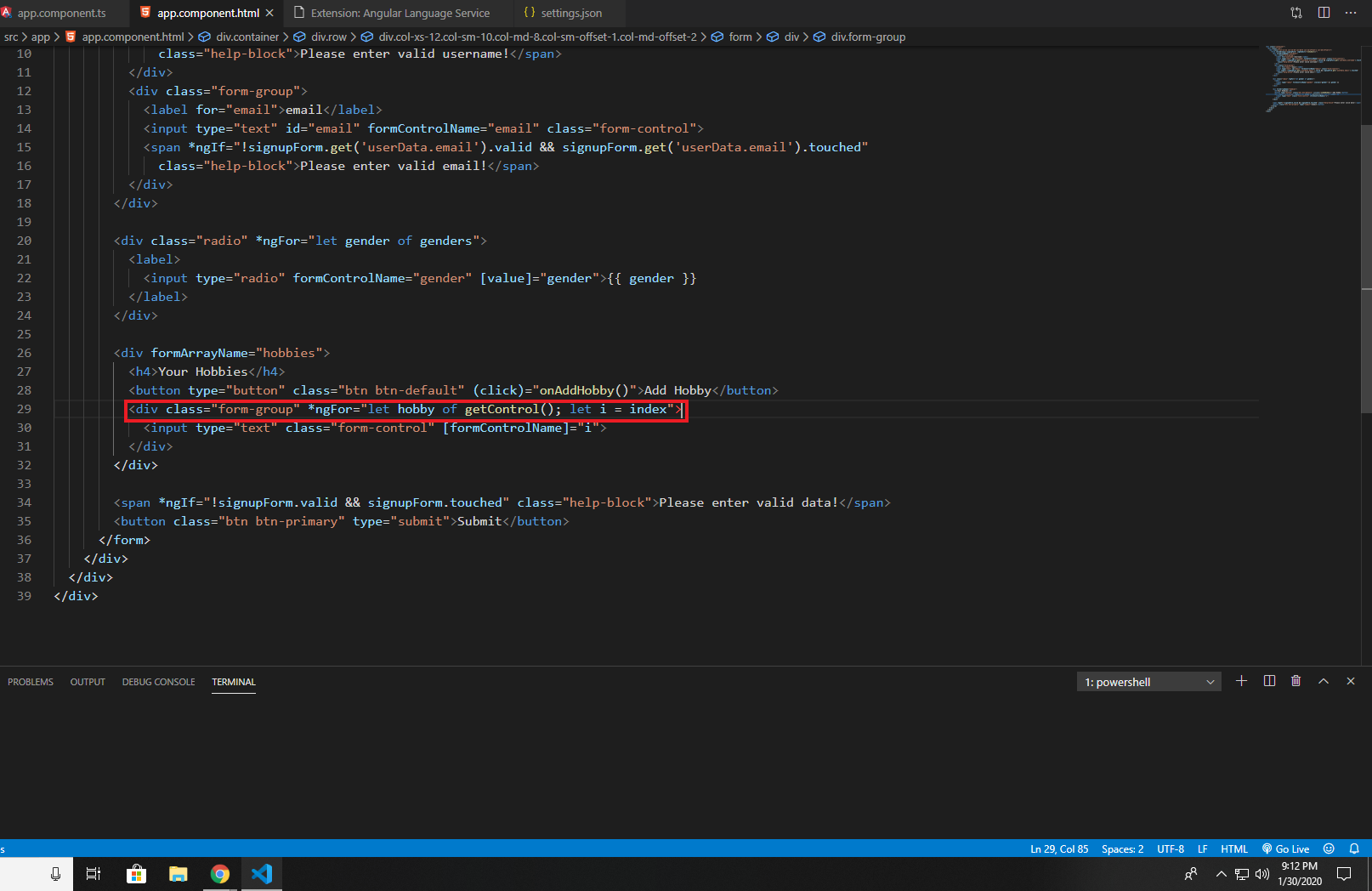 Red Highlighted greater sign on the right syntax · Issue #595 · angular/vscode-ng-language ...