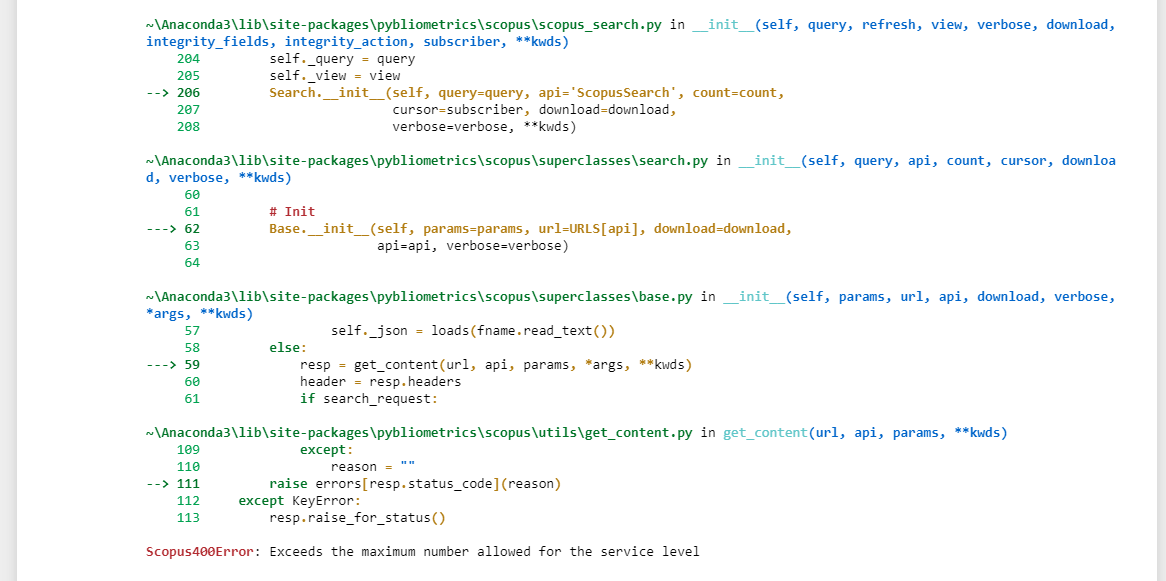 LitStudy - Scopus400 Error: Exceeds the maximum number allowed for the service level · Issue ...
