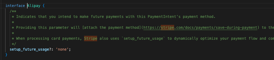 Stripe Checkout setup mode with Alipay - type error · Issue #1736 · stripe/stripe-node · GitHub