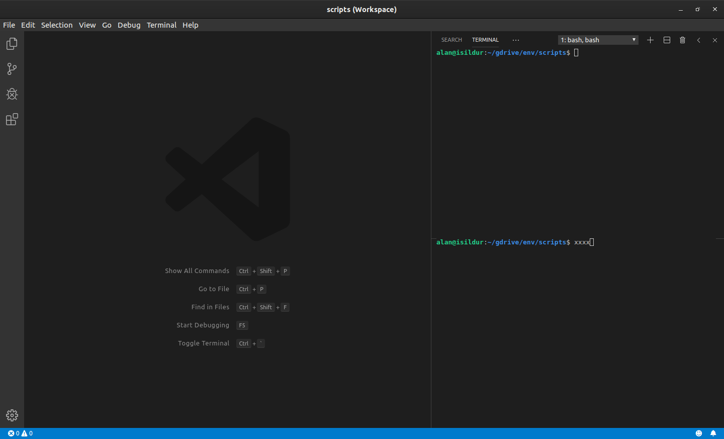 Lines separating splitted terminal disappear when enable/disable menu ...