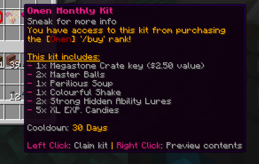 Nebula MC online store Rank Kit discrepancies from in game kits · Issue ...