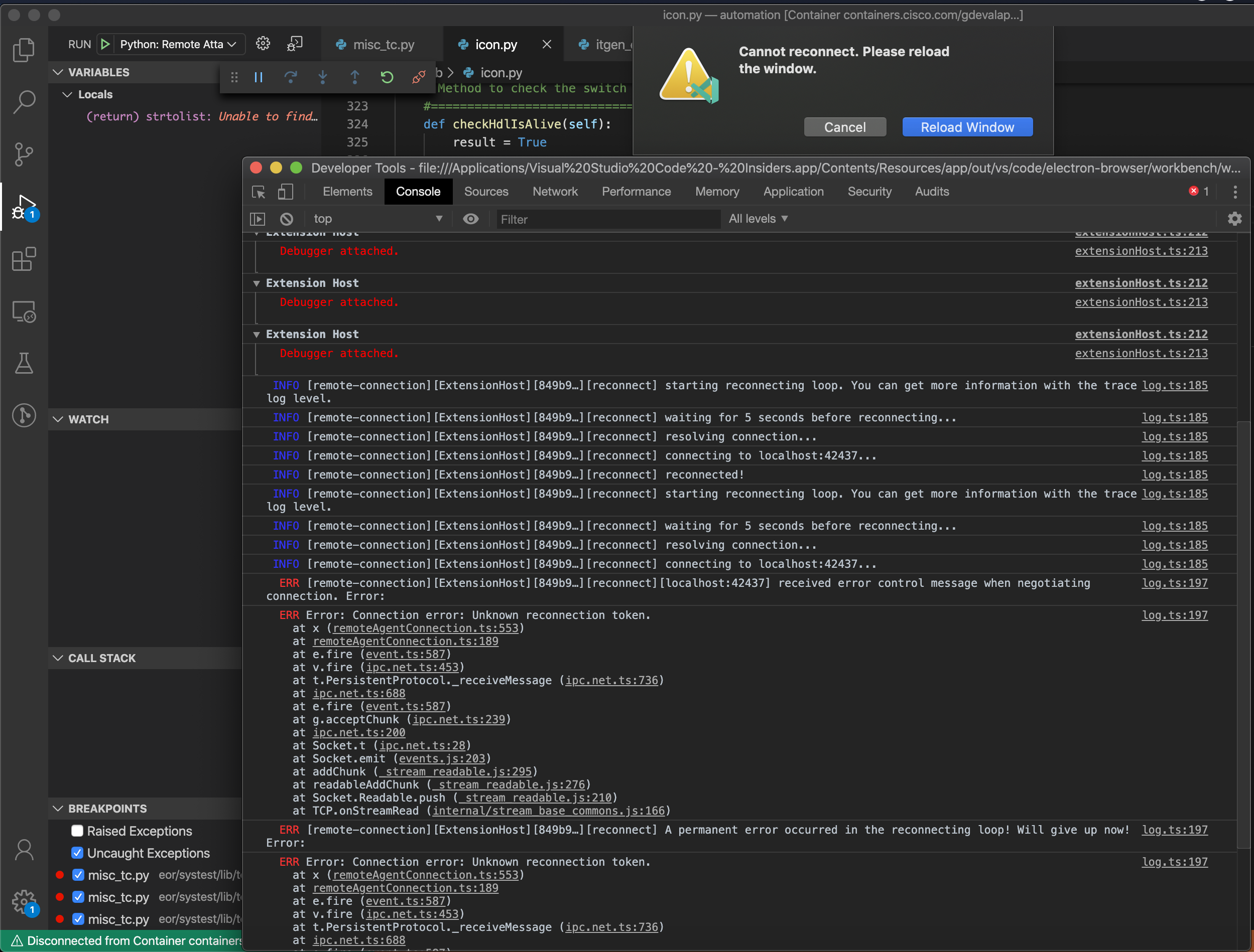 Debugger crashes randomly during stepover or stepin with breakpoint · Issue #112 · microsoft ...